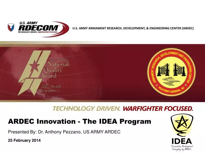 PPT - ARDEC Innovation - The IDEA Program Presented By: Dr. Anthony ...