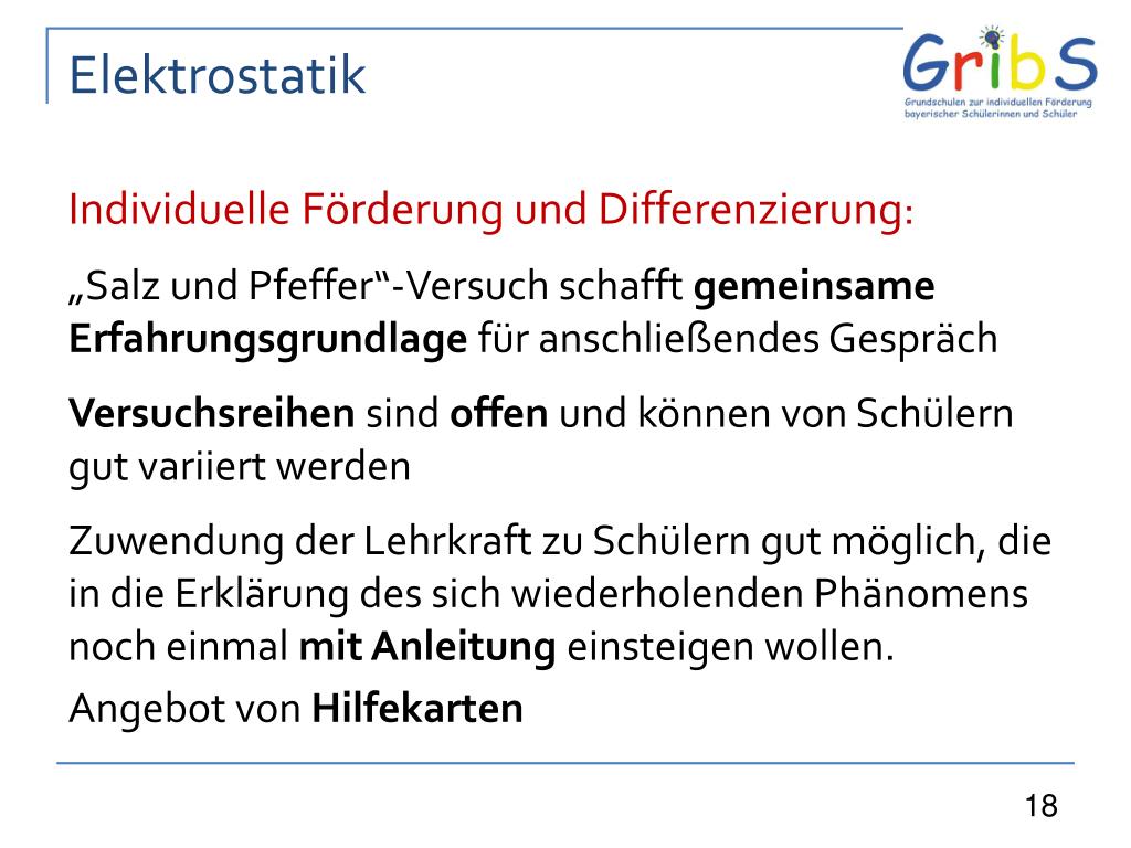 PPT - Elektrostatik – fachlicher Hintergrund und Unterrichtsvorschläge ...
