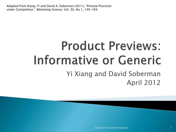 PPT - Product Previews: Informative or Generic PowerPoint Presentation ...