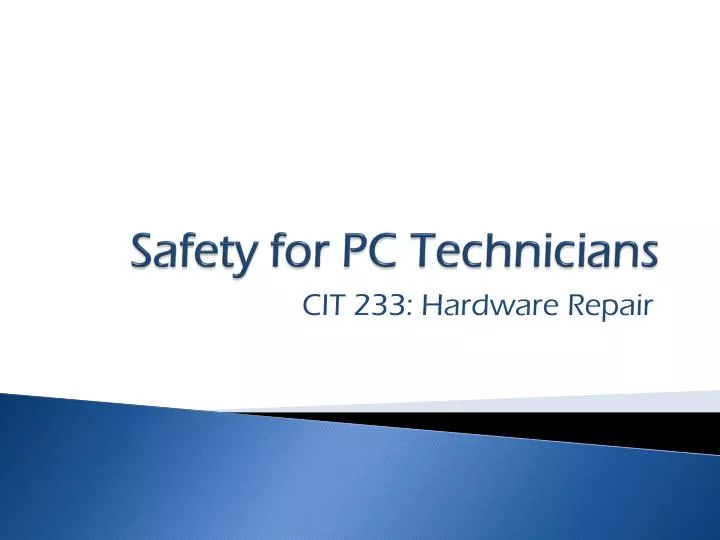 PPT - Safety for PC Technicians PowerPoint Presentation, free download ...