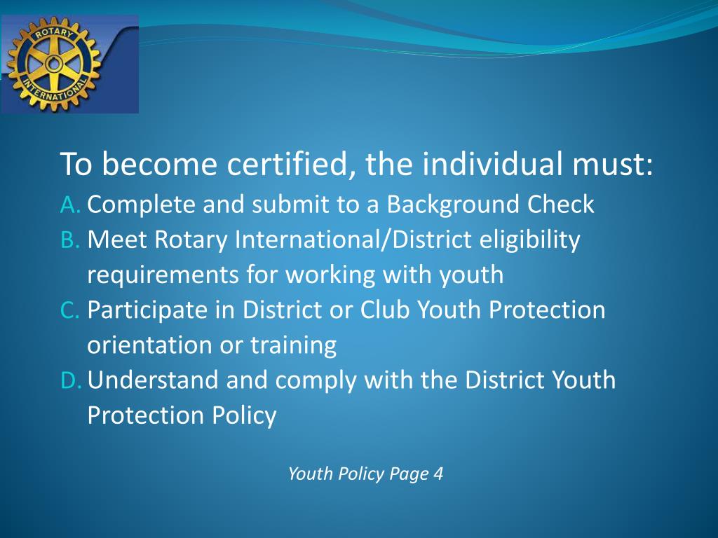 PPT - Rotary District 7570 Youth Protection Policy PowerPoint ...