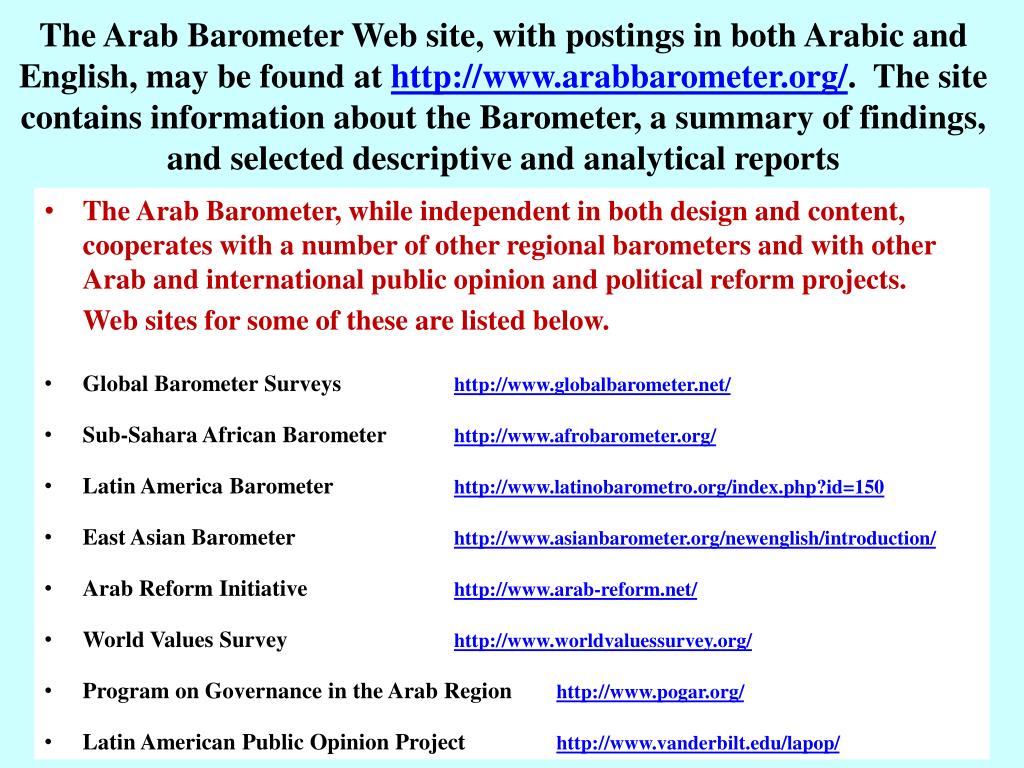 PPT - Political Attitudes in the Arab World: Findings from the First ...