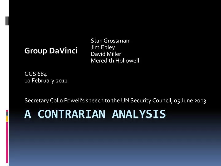 PPT - A CONTRARIAN Analysis PowerPoint Presentation, free download - ID ...