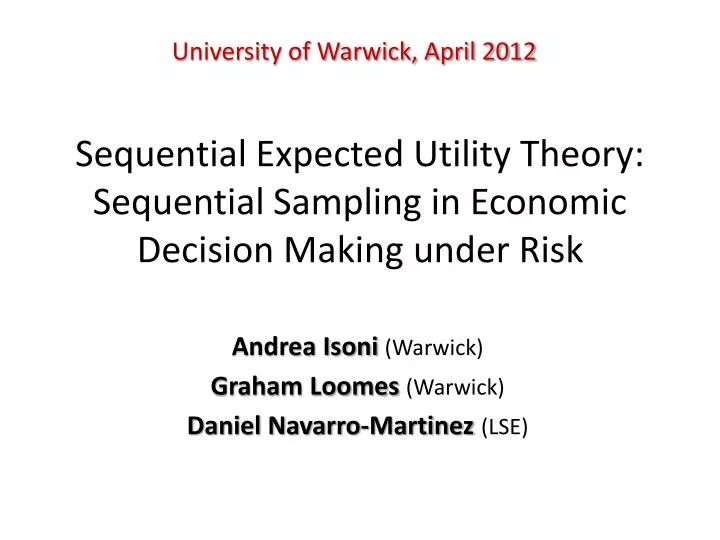 PPT - Sequential Expected Utility Theory: Sequential Sampling in Economic Decision Making under ...