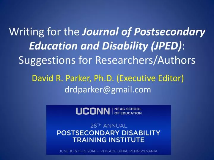 PPT - David R. Parker, Ph.D. (Executive Editor) drdparker@gmail ...