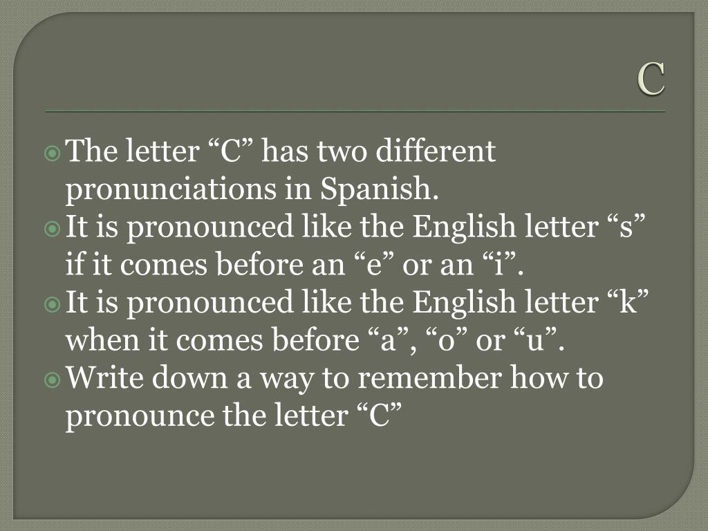 PPT - Spanish Letter Pronunciations PowerPoint Presentation, free ...