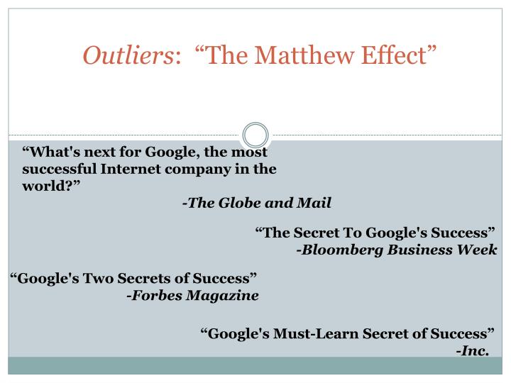 PPT - “The Matthew Effect” from Malcolm Gladwell ’ s Outliers ...