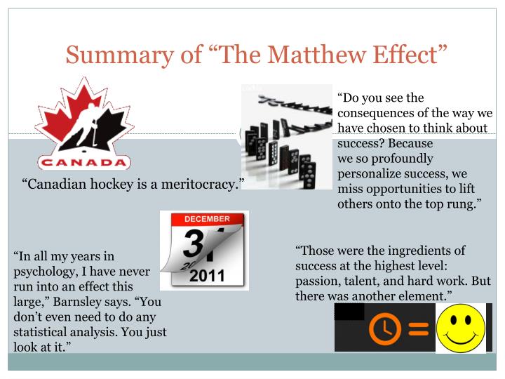 PPT - “The Matthew Effect” from Malcolm Gladwell ’ s Outliers ...