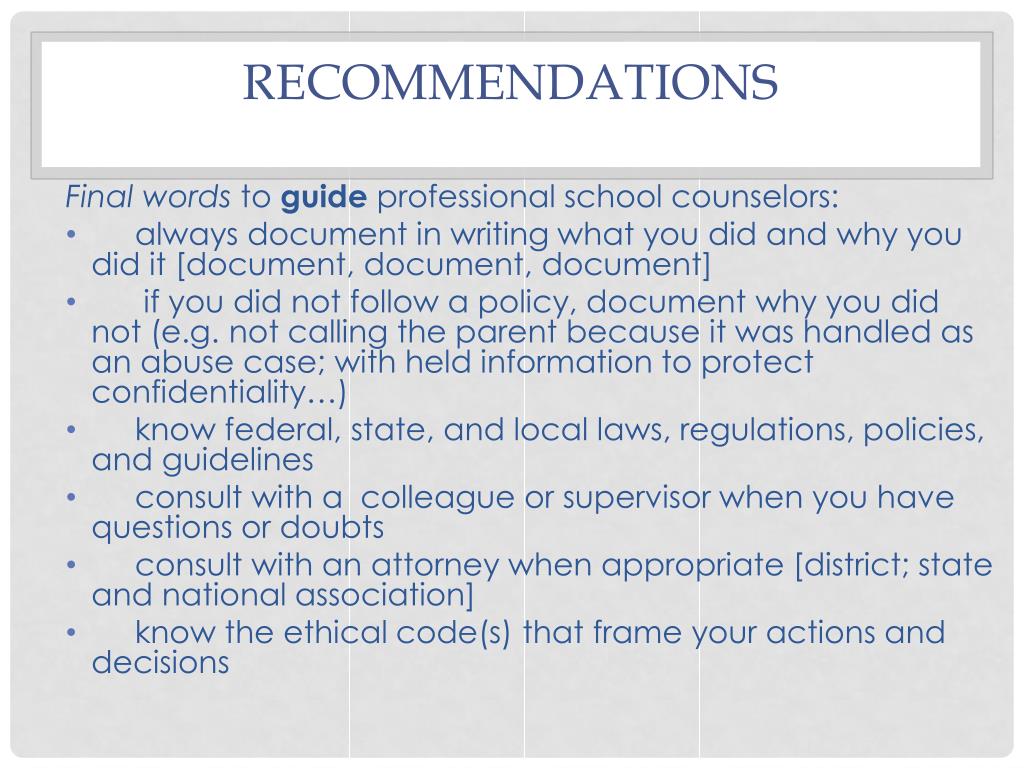 PPT - Ethical/Legal Issues & The Professional School Counselor ...