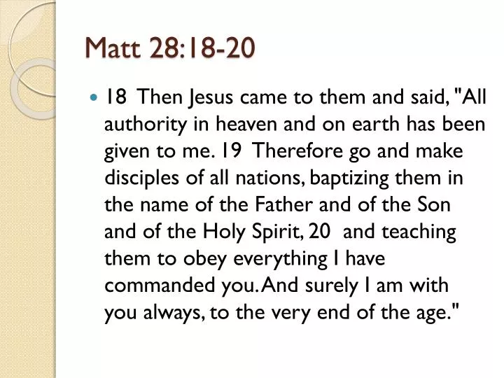 PPT - Matt 28:18-20 PowerPoint Presentation, free download - ID:2596434