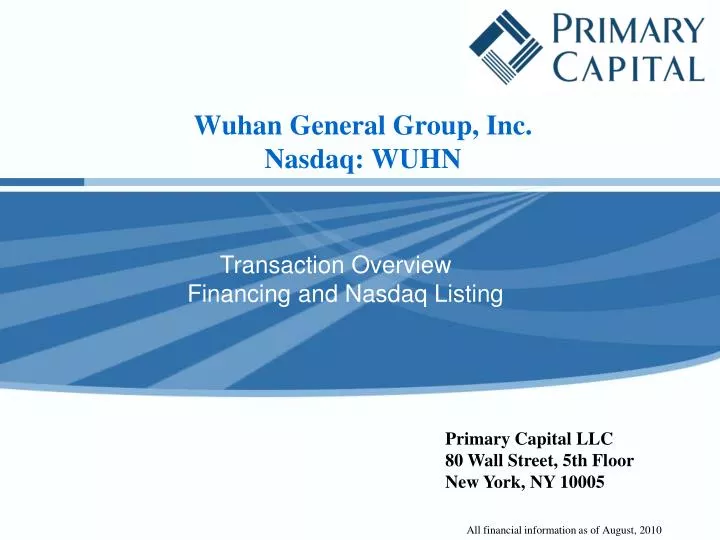 PPT - Wuhan General Group, Inc. Nasdaq : WUHN PowerPoint Presentation ...