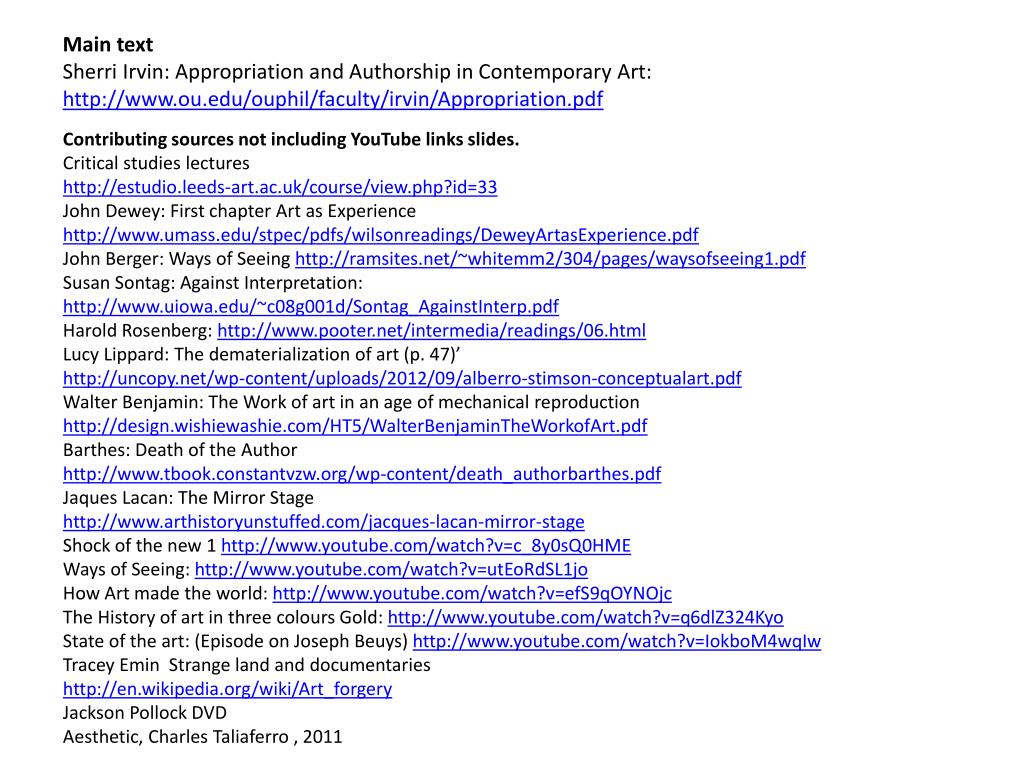 PPT - Appropriation and Authorship in Contemporary Art Sherri Irvin ...