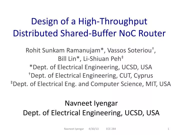 Ppt Design Of A High Throughput Distributed Shared Buffer Noc Router Powerpoint Presentation