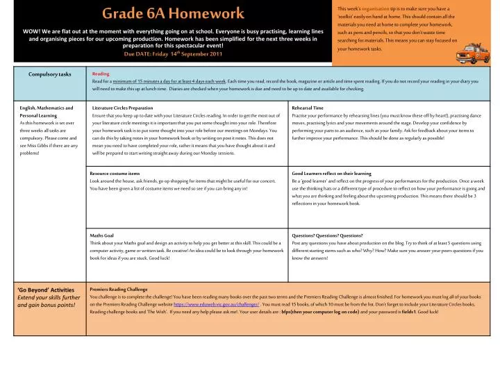 PPT - Grade 6A Homework PowerPoint Presentation, free download - ID:2600344