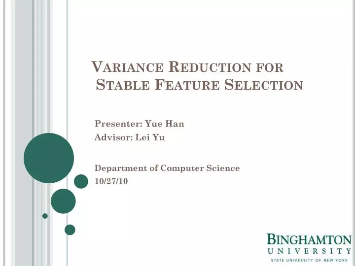 PPT - Variance Reduction for Stable Feature Selection PowerPoint Presentation - ID:2600797
