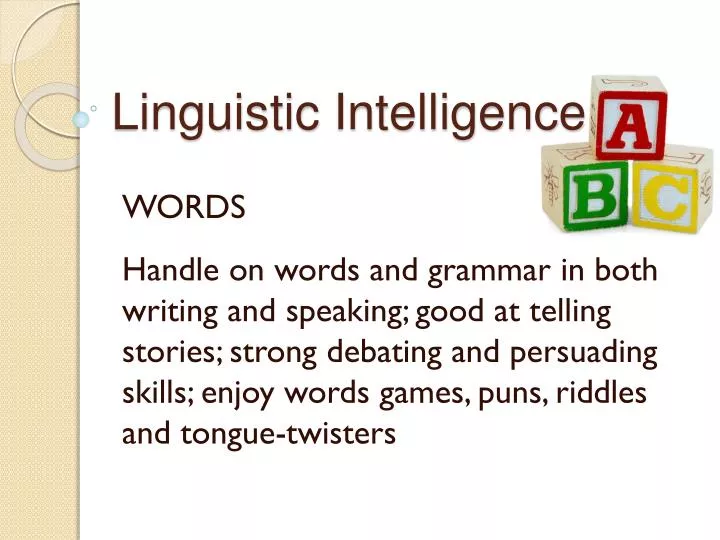 PPT - Linguistic Intelligence PowerPoint Presentation, free download ...