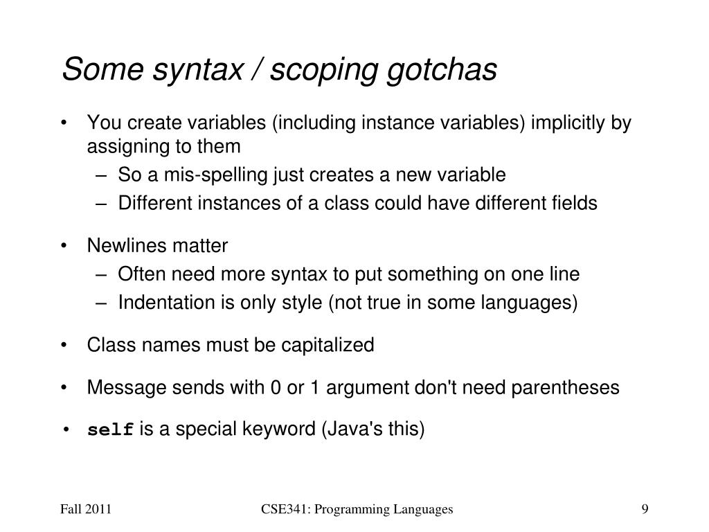 Ppt Cse341 Programming Languages Lecture 19 Introduction To Ruby Dynamic Oop Duck Typing