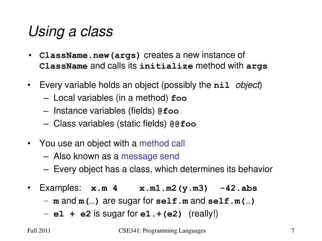 Ppt Cse341 Programming Languages Lecture 19 Introduction To Ruby Dynamic Oop Duck Typing
