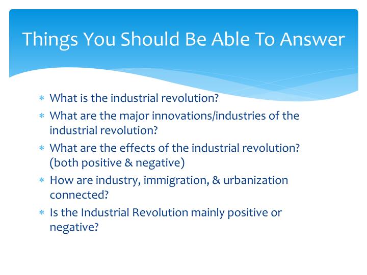 PPT - The Industrial Revolution: Innovation, Immigration ...