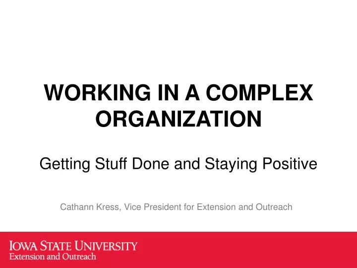 PPT - WORKING IN A COMPLEX ORGANIZATION PowerPoint Presentation, free ...