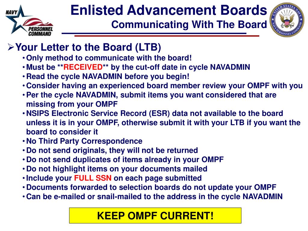 PPT - Enlisted Advancement Boards Navy Personnel Command Enlisted ...