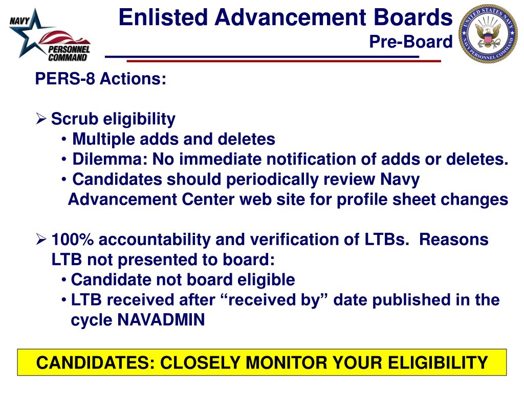 PPT - Enlisted Advancement Boards Navy Personnel Command Enlisted ...