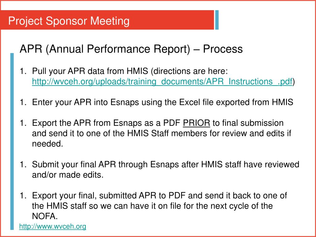 PPT - WVCEH/BoS CoC Project Sponsor Meeting – 2/23/12 1:30 pm ...