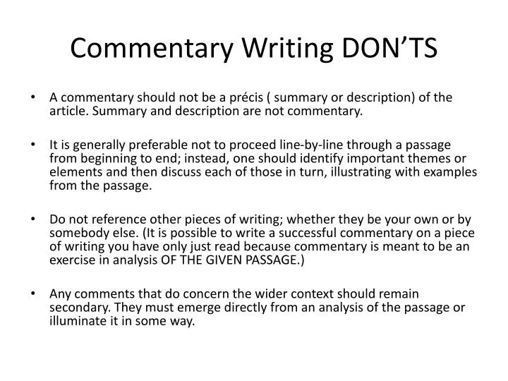 PPT - Commentary Writing DON’TS PowerPoint Presentation, free download ...