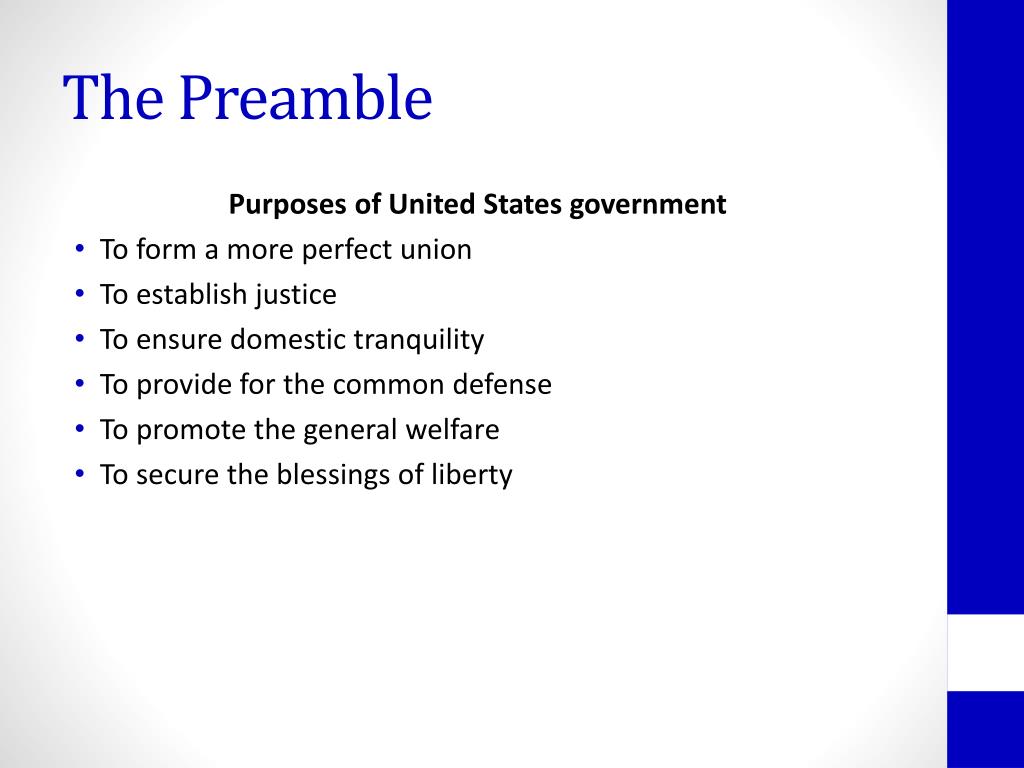 PPT - The Preamble to the Constitution of the United States of America ...