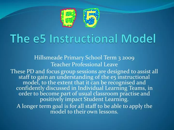 PPT - The e5 Instructional Model PowerPoint Presentation, free download ...