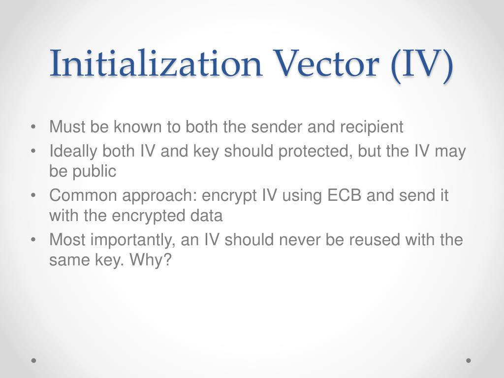 Initialization Vector Initialization Vector