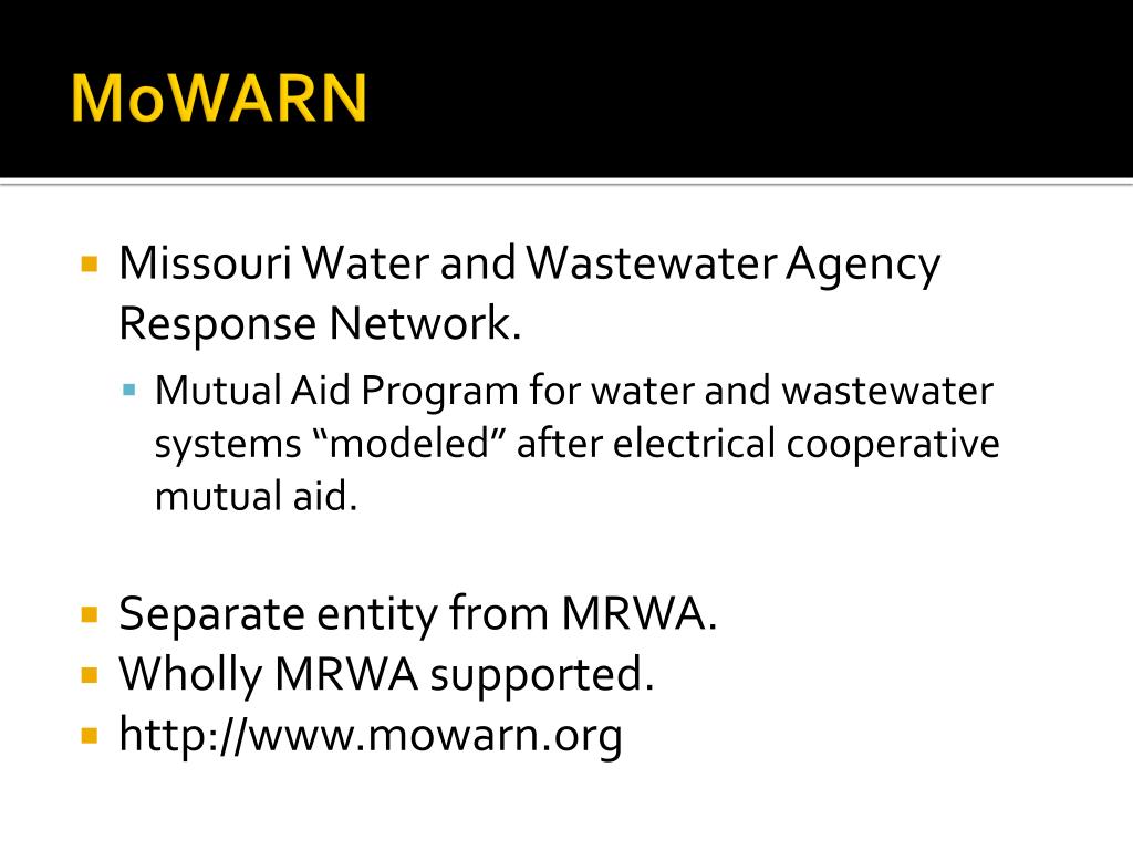 PPT - Missouri Rural Water Association and Emergency Response ...