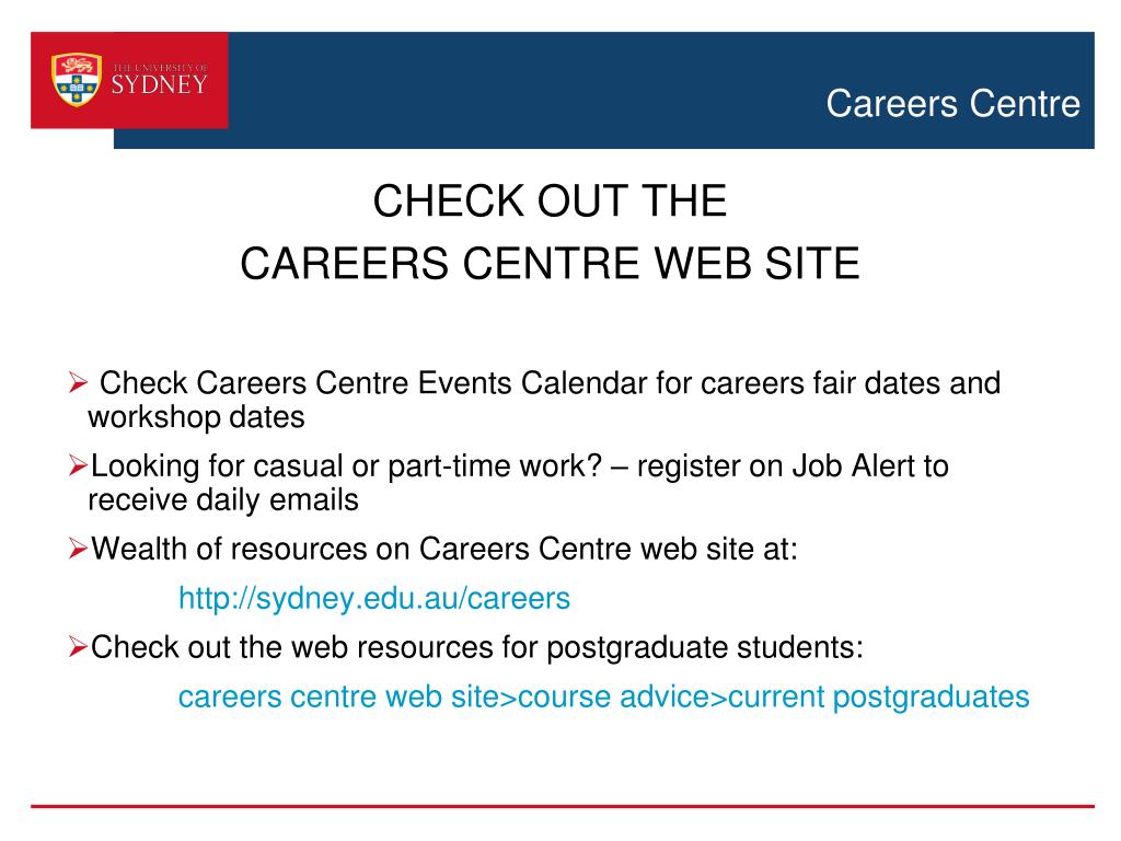 PPT - Careers Centre Julie Doherty sydney.au/careers Level 5, Jane Foss ...
