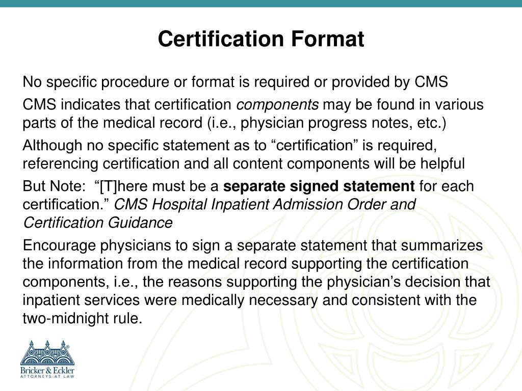 PPT - Medicare Inpatient Admission Standards: Two Midnight and ...