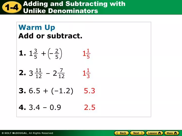 PPT - Warm Up Add or subtract. PowerPoint Presentation, free download ...