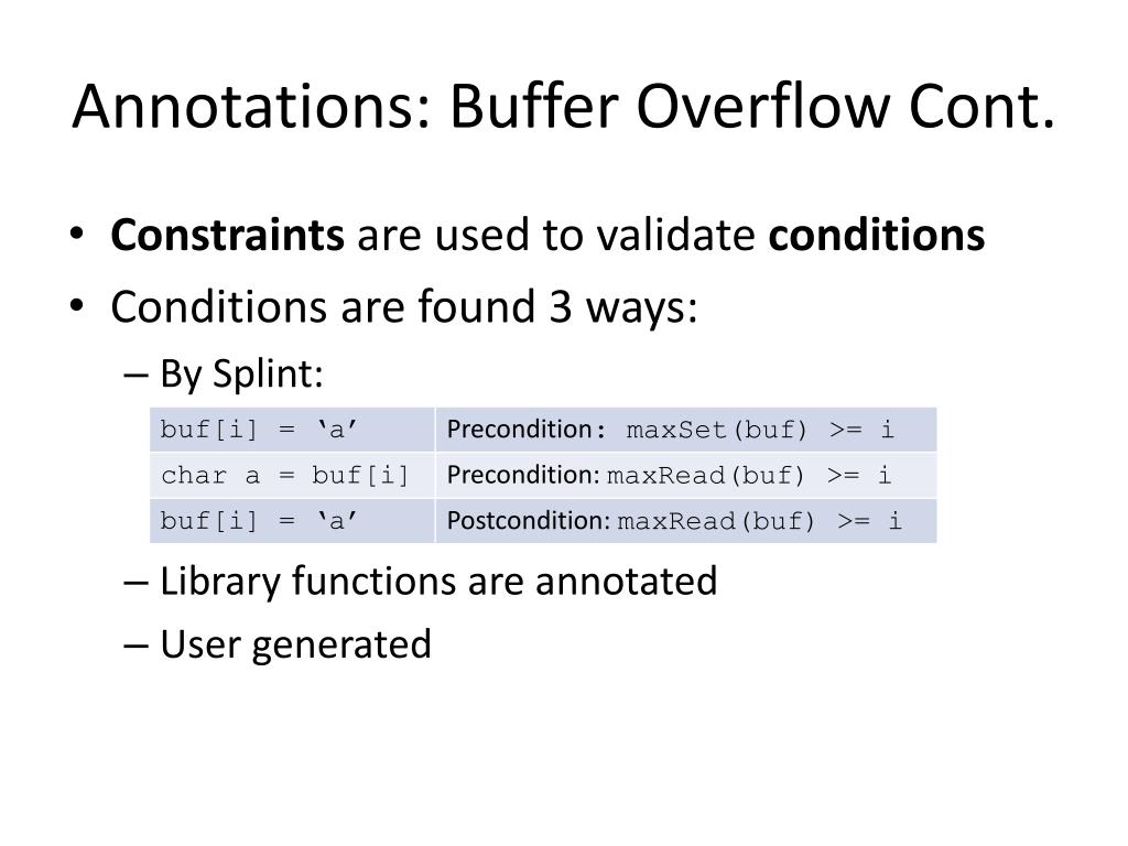 Ppt Statically Detecting Likely Buffer Overflow Vulnerabilities Powerpoint Presentation Id