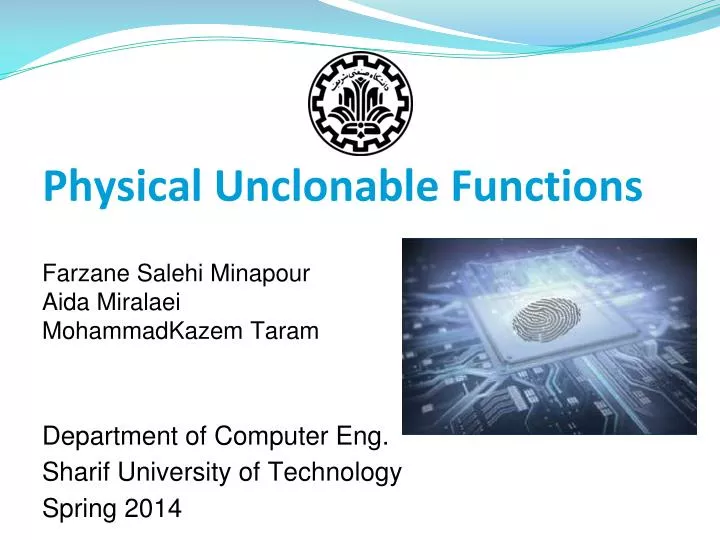 PPT - Physical Unclonable Functions PowerPoint Presentation, free ...