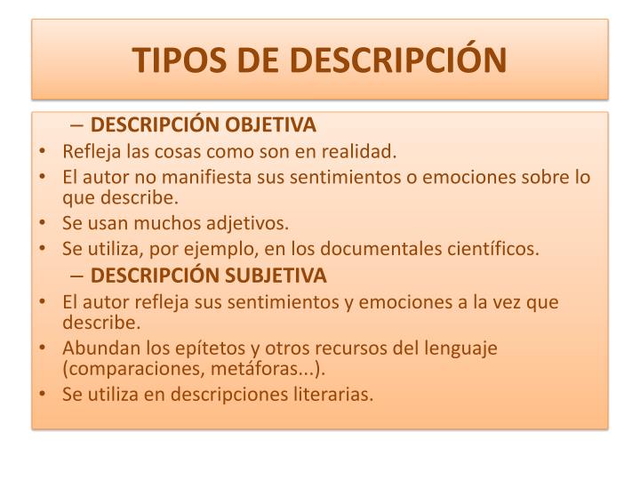 PPT - LA DESCRIPCIÓN PowerPoint Presentation - ID:2611375