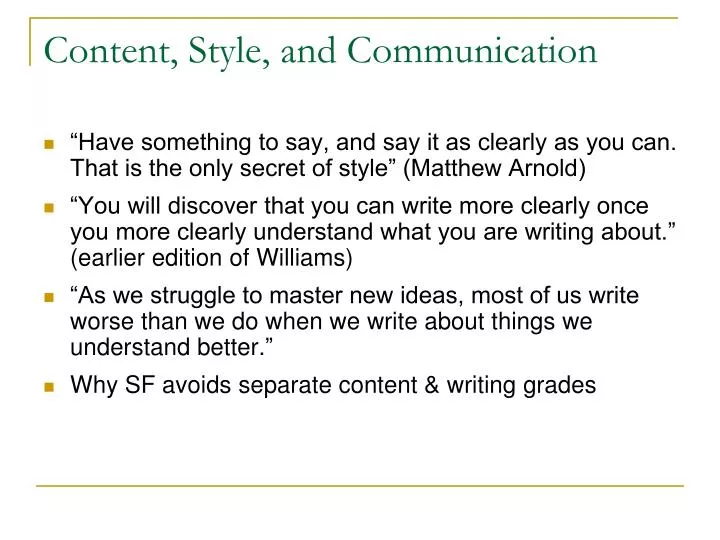 PPT - Content, Style, and Communication PowerPoint Presentation, free ...