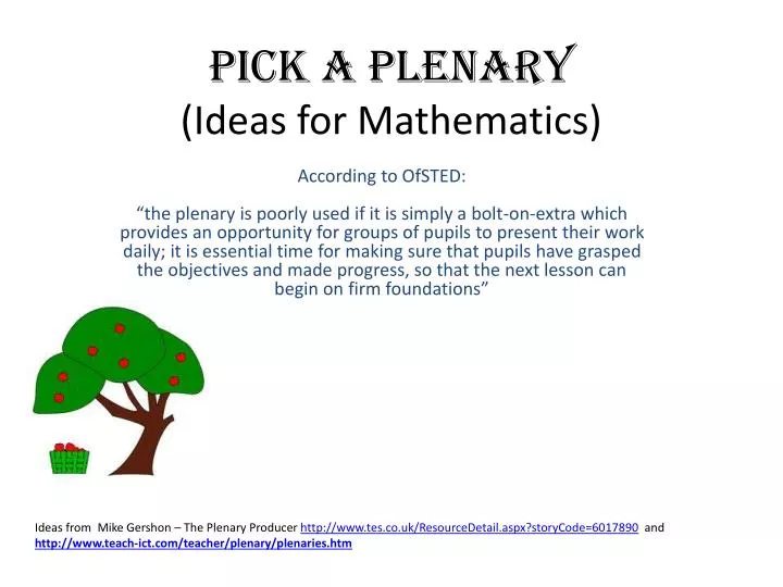 PPT - Pick a Plenary (Ideas for Mathematics) PowerPoint Presentation ...