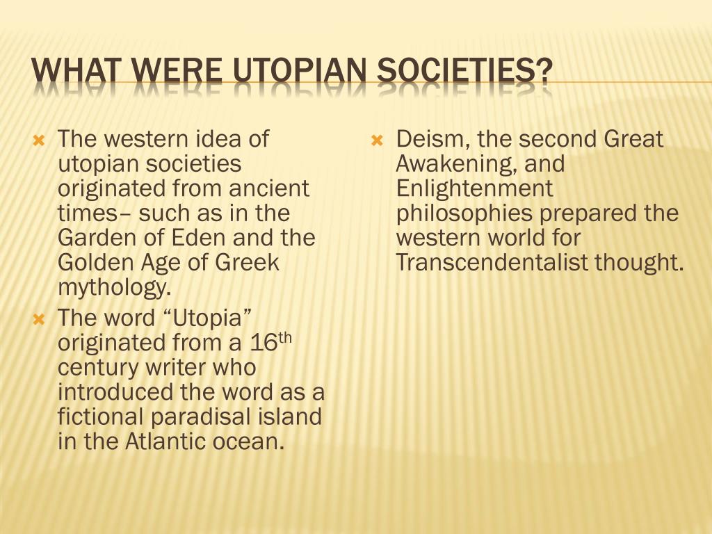 PPT - Transcendentalism and Utopian Societies in American Culture From ...