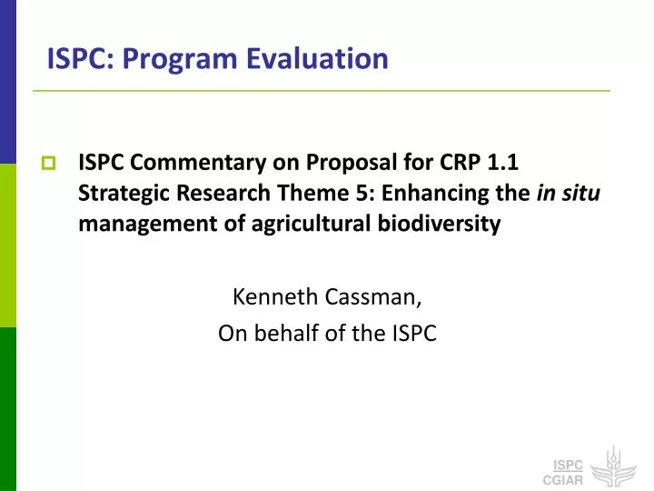 PPT - ISPC: Program Evaluation PowerPoint Presentation, free download ...
