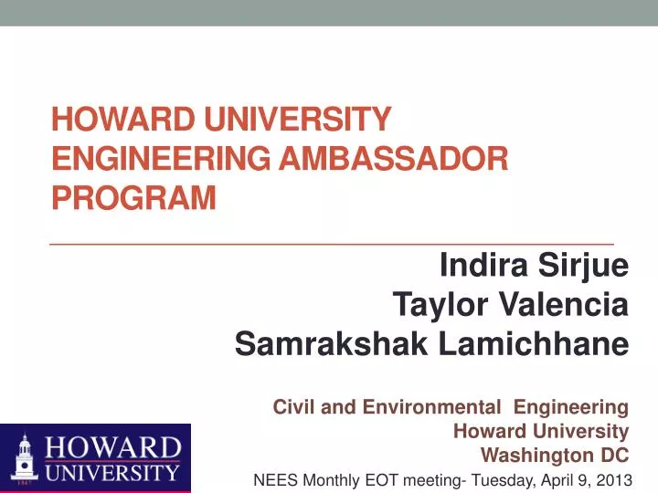 PPT - Howard University Engineering Ambassador Program PowerPoint ...
