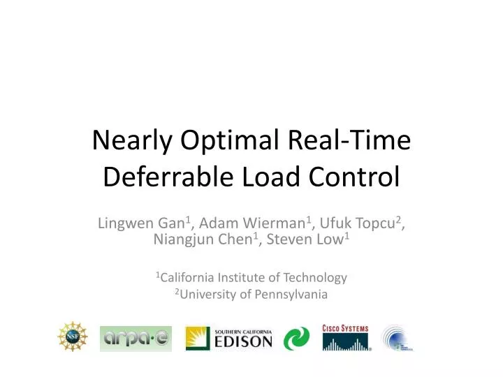PPT - Nearly Optimal Real-Time Deferrable Load Control PowerPoint ...