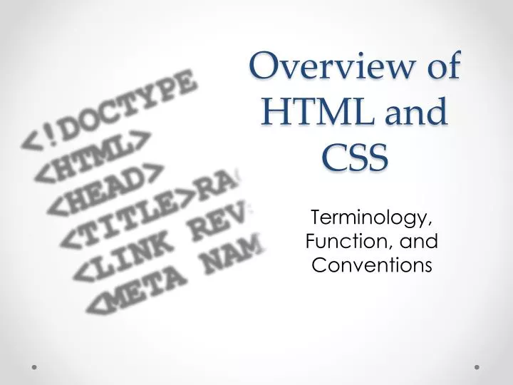 PPT - Overview of HTML and CSS PowerPoint Presentation, free download ...
