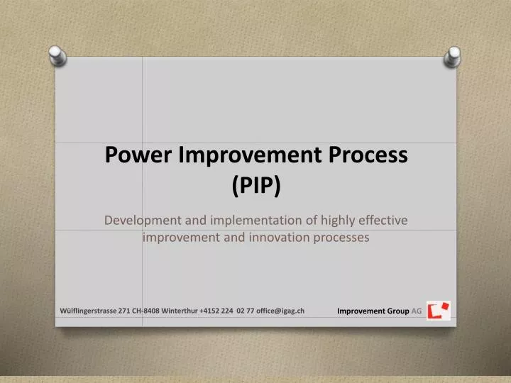 PPT - Power Improvement Process (PIP) PowerPoint Presentation, free ...