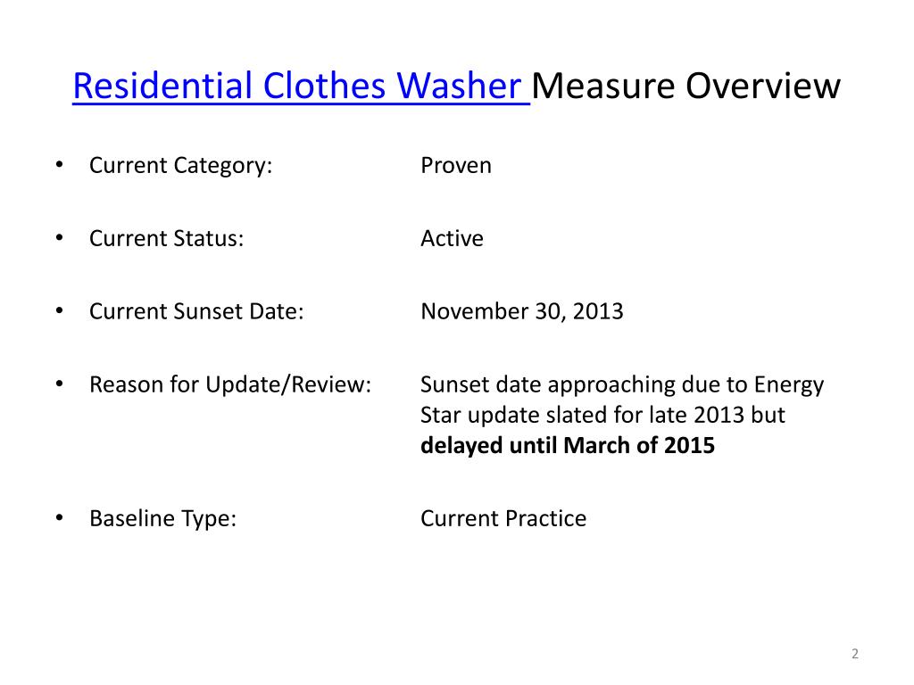 PPT - Residential Single Family Clothes Washer UES Measure Update ...