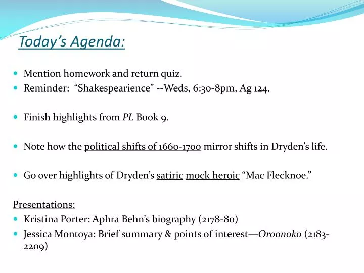 PPT - Today’s Agenda: PowerPoint Presentation, free download - ID:2618819