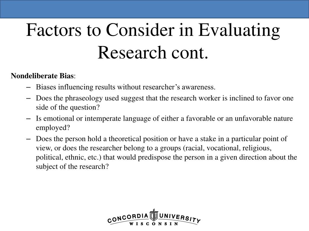 PPT - Evaluating Research: Factors and Biases to Consider PowerPoint ... PPT - Evaluating Research: Factors and Biases to Consider PowerPoint ...