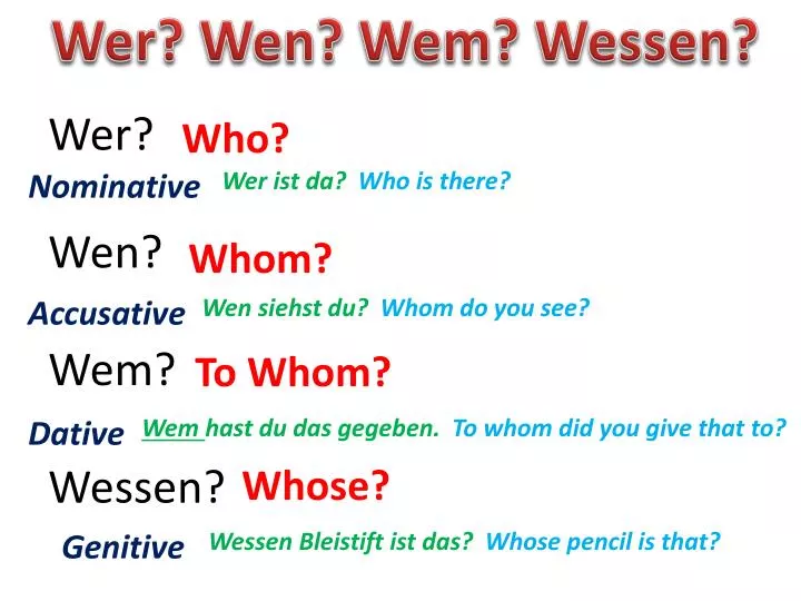 PPT - Wer ? Wen ? Wem ? Wessen ? PowerPoint Presentation, free download ...
